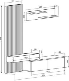 Obývací stěna Sidiro, dub artisan / černá