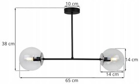 Stropní svítidlo Paris, 2x transparentní skleněné stínítko, (výběr ze 4 barev uchycení)