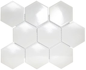 FIN Keramická mozaika bílá Mozaika HEXAGON 10 Bílá Lesk 9,5x11 (29,5x26) cm - AFH95051