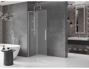 Mexen Velar L, posuvná sprchová zástěna Walk-in 100 x 200 cm, 8mm sklo námraza, broušená ocel, 871-100-003-33-97