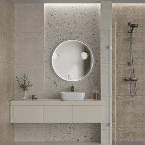 Erga Charlotte, kulaté LED zrcadlo 80cm, černý kovový rám, 1840 lm, 6500K, přední boční osvětlení, ERG-V01-204-8080-BK