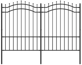 vidaXL Zahradní plot s hroty černý 190 cm práškově lakovaná ocel