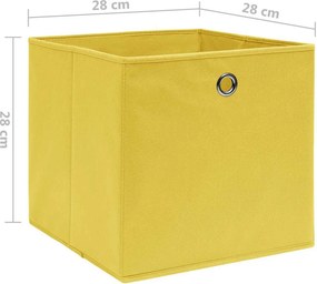 Úložné boxy 4 ks netkaná textilie 28 x 28 x 28 cm žluté 325223