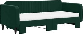 Válenda s přistýlkou a matracemi tmavě zelená 90 x 200 cm samet 3197089