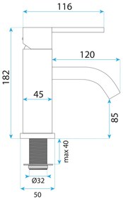 Rea Foster, umyvadlová baterie h-180, broušená ocel, REA-B6323
