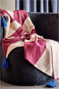 Červená/béžová deka z recyklované bavlny 130x160 cm Cimmi – Bloomingville