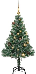 Umělý vánoční stromek se 150 LED a sadou koulí zasněžený 150 cm