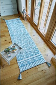 Kusový koberec Leela Ivory/Teal, 60x200, modrá, chodba / predsieň, Flair Rugs