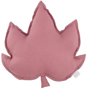 Cotton &amp; Sweets Lněný polštář javorový list sytě růžová 43x43 cm