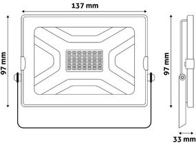 Prémiový ultratenký LED reflektor černý 30W 3000lm, denní, 3 roky