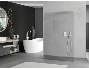 Mexen Kioto, sprchová zástěna Walk-In 135 x 200 cm, 8mm čiré sklo, bílý profil, 800-135-002-20-00