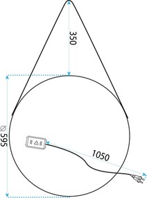 Tutumi Tutumi, LED zrcadlo 60cm se zlatým rámem na černém pásu YH-3339, zlatá matná, HOM-01504