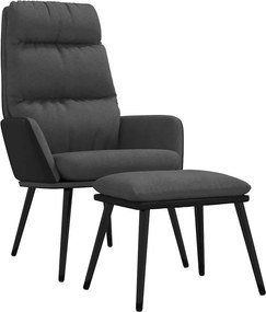 Relaxační křeslo se stoličkou tmavě šedé textil a umělá kůže 3097507