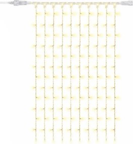 Easy Fix LED světelný závěs interiér, 100 × 150 cm, teple bílá, 150 diod, 10 pramenů, čirý kabel, IP20, prodlužovací