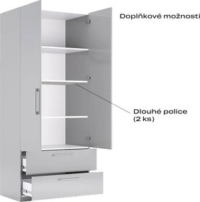 Skříň 2dv 2šx bez zrcadel, série N šedý lesk Megy