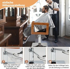 Costway Hydraulic Barber Chair Salon Křeslo pro kadeřníka s otáčením o 360