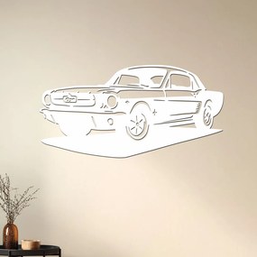 dřevo života Dřevěný obraz Ford Mustang Zvolte rozměr (cm): 80x40, Zvolte barvu dekoru: Bílá