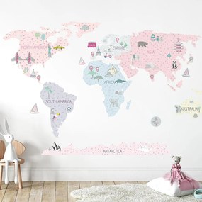 Samolepka na zeď Mapa M růžová Barva: Růžová