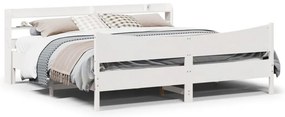 Rám postele s čelem bílý 200 x 200 cm masivní borové dřevo 3307033