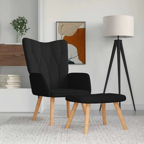 Relaxační křeslo se stoličkou černé textil 327540
