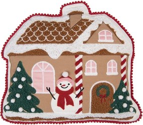 Vánoční polštář ve tvaru perníkové chaloupky - 40*4*36 cm