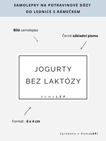 JOGURTY BEZ LAKTÓZY - Samolepka s rámečkem na dózy do lednice, 6 x 4 cm