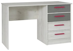 Psací stůl REST R06 Maridex 120/75/60 barevné provedení: craft bílý/šedá/růžové úchyty