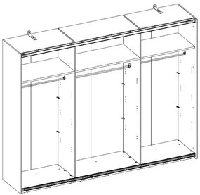 Šatní skříň s posuvnými dveřmi Dover,270 cm, srubová prkna/tmavý beton