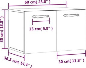 vidaXL Nástěnná skříňka 60 x 36,5 x 35 cm kompozitní dřevo [830016] Barva: šedá sonoma