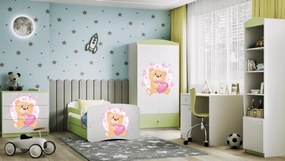 Dětská skříň Babydreams 90 cm medvídek s motýlky zelená