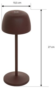 Lindby LED dobíjecí stolní lampa Arietty, hnědá, sada 3 kusů, hliník