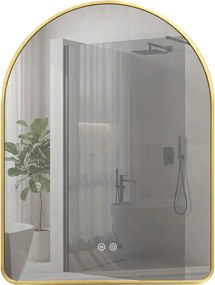 Rea Zrcadlo 80x60 cm s vyhříváním a regulovatelným LED osvětlením HOM-01518 kartáčovaná zlatá
