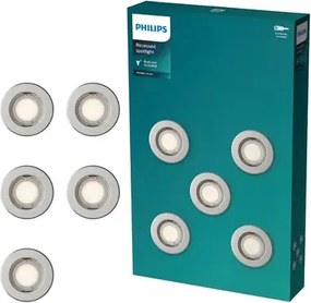 Philips Peridot nikl / Zapuštěné svítidlo kulaté / GU10 / IP20 / 5 ks