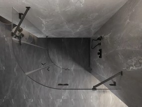 Mexen Lunar, pravý půlkruhový sprchový kout 100 x 90 cm, 8mm čiré sklo, grafitový profil, 833-100P-090L-95-00