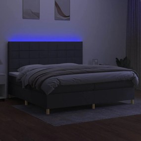 Box spring postel s matrací a LED tmavě šedá 200x200 cm textil 3135462