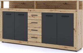 Komoda Luna 190 cm dub Artisan/černá