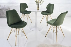 Skandinávská židle tmavě zelená sametově zlatá/ 42187