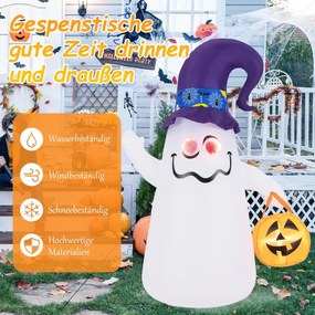 Costway 180 CM LED nafukovací halloweenský duch s dýní Venkovní hrozná dekorace