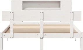 Postel s knihovnou bez matrace bílá 150x200 cm masivní borovice 3321777