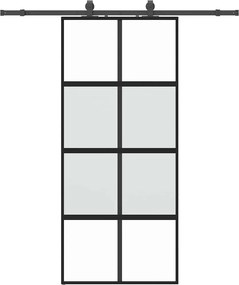 Posuvné dveře se sadou kování černé 90x205 cm Tvrzené sklo 3375833