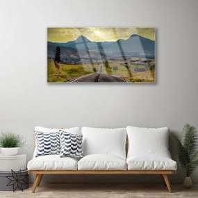 Obraz na skle Cesta Hora Krajina 120x60 cm