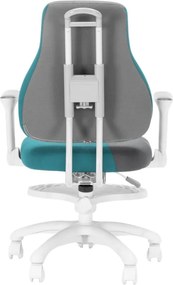 Dětská rostoucí židle Neoseat KINDER WHITE PLUS — látka, šedá / tyrkysová