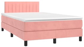 Box spring postel s matrací a LED růžová 120 x 190 cm samet 3270170