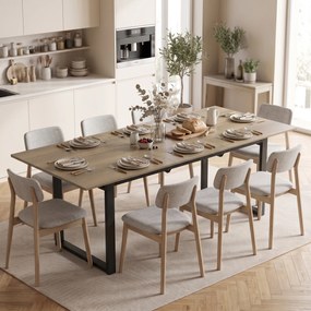 HOMCOM Rozkládací jídelní stůl 140-180 cm pro 6-8 osob, obdélníkový v industriálním designu s ocelovým rámem, hnědý