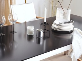 Černý zahradní stůl s 180 cm tvrzeným sklem GROSSETO Beliani