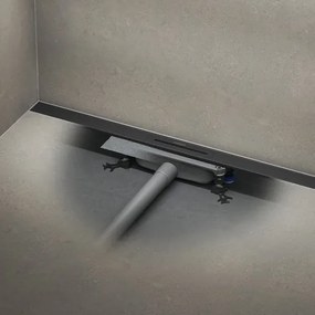 Kaldewei Flowline Zero set sprchový žlab 90 cm nerez černá mat a odtoková souprava flowdrain regular 940000010676+687744800000 KALDEWEISET10
