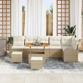 vidaXL Sada zahradních pohovek s polštářem 9 pcs Béžová a krémová [3364366]