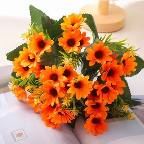 Umělá květina 15 ks - sedmikrásky Barva: Oranžová