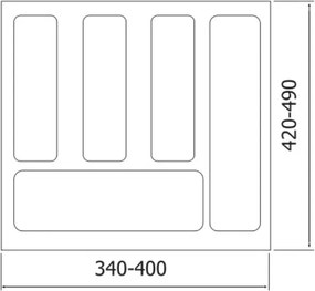 IN-DURO Příborník STRIPES 34 - 40 cm s hloubkou 42 - 49 cm, bílá