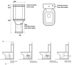 Kerasan WALDORF WC kombi, spodní/zadní odpad, bílá-chrom - WCSET04-WALDORF